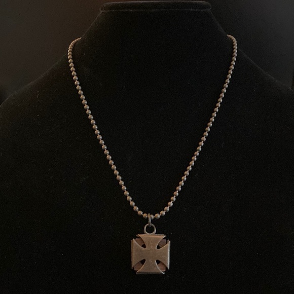 Jewelry | Brass Funky Cross Necklace With Dog Tag Chain | Poshmark
